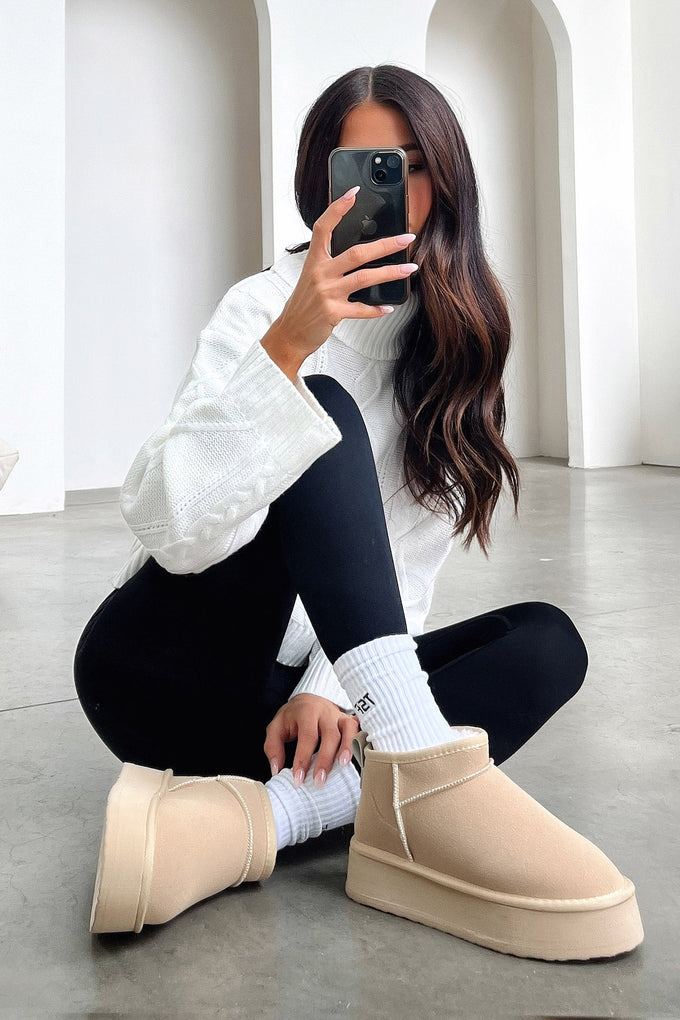 Eesha Platform Boots - Sand – Thats So Fetch UK